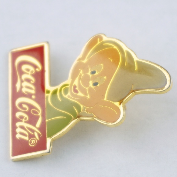 Disney | Jewelry | Vintage Disney Cocacola Dopey Enamel Pin | Poshmark